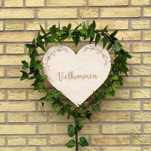 VELKOMSTSKILT | HJERTE | flere varianter - Bestil online her